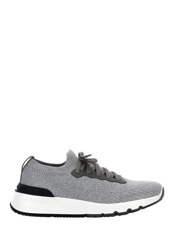 Brunello Cucinelli Cotton Knit Sneakers - Gray