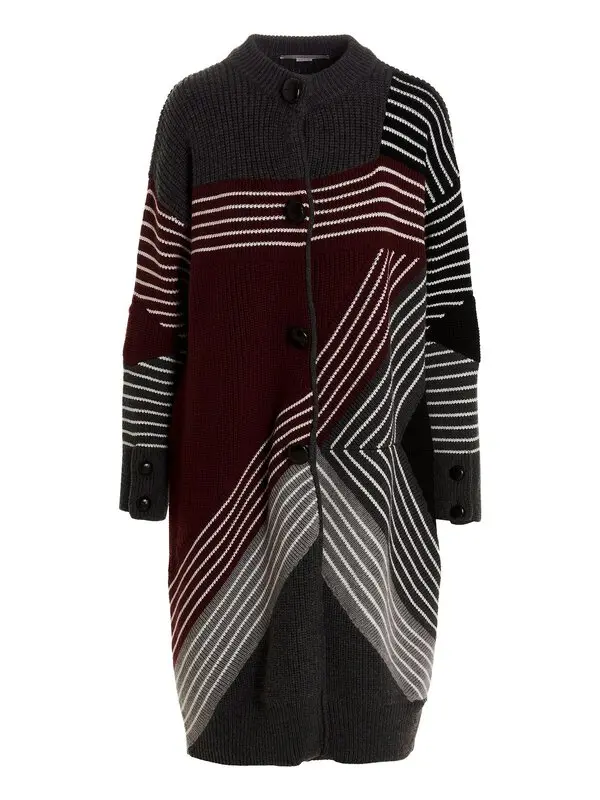 Stella McCartney Striped Wool Knitted Coat - Multi