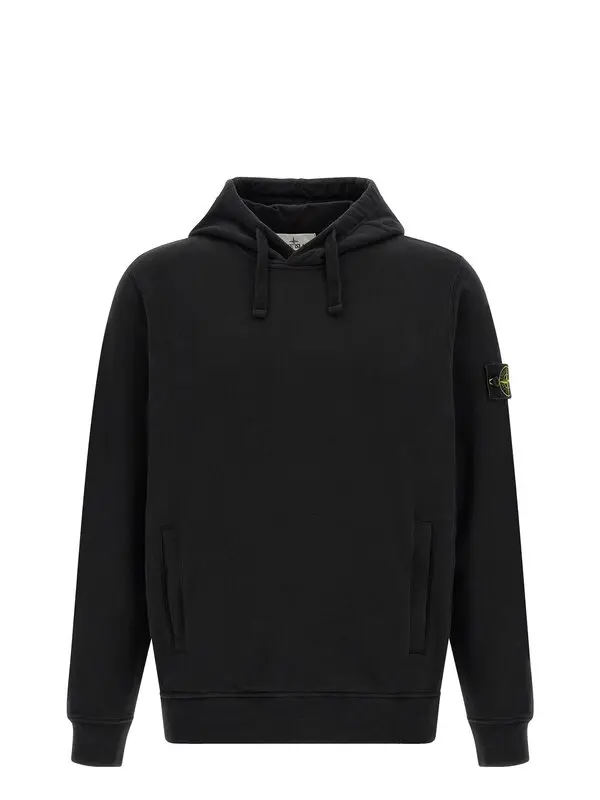 Stone Island Badge Hoodie - Black