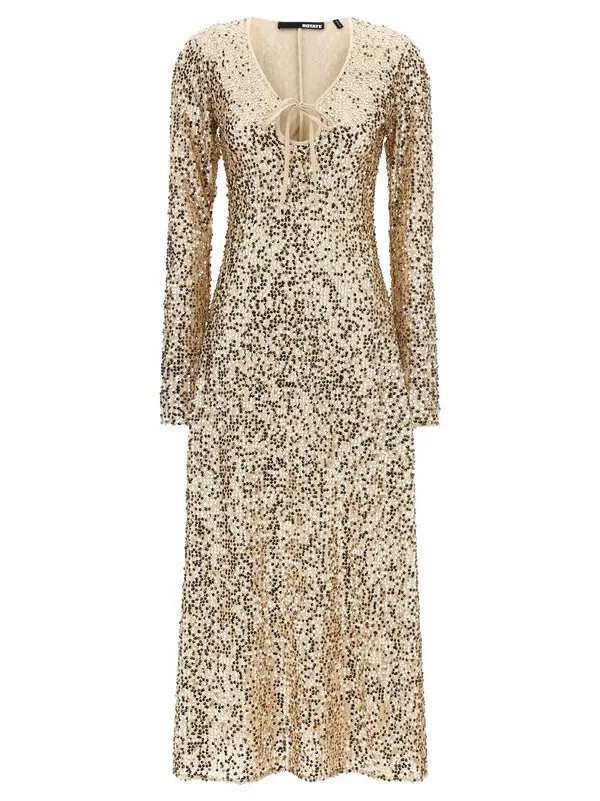 ROTATE BY BIRGER CHRISTENSEN Net Sequins Midi Dress - Gold