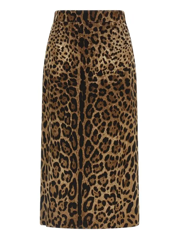 Dolce & Gabbana Leo Print Pencil Skirt - Brown
