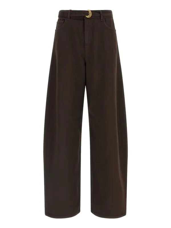 Twin-set High-waisted Barrel Jeans - Brown