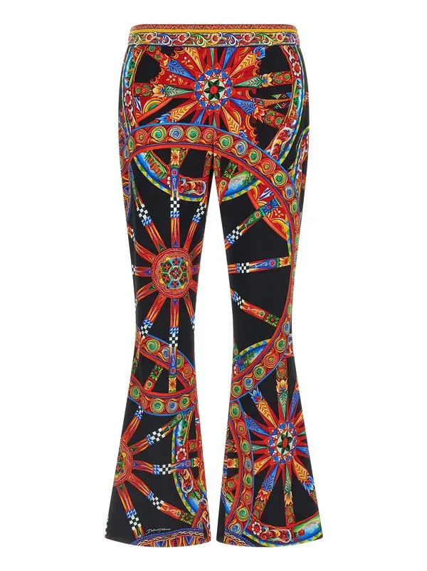 Dolce & Gabbana Carretto Silk Flared Trousers - Multi