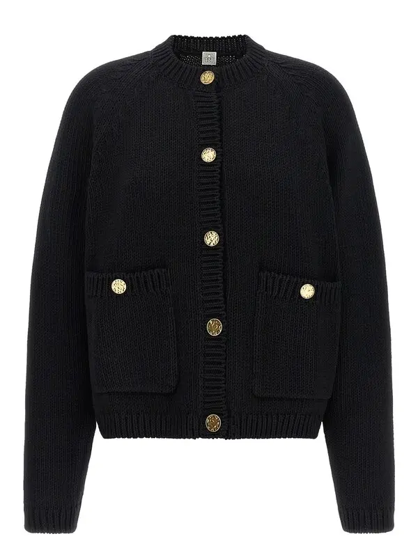 TOTEME Organic Cotton Cardigan - Black