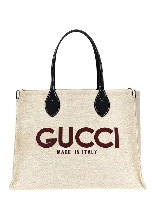 Gucci Canvas Midi Shopping Bag - Beige