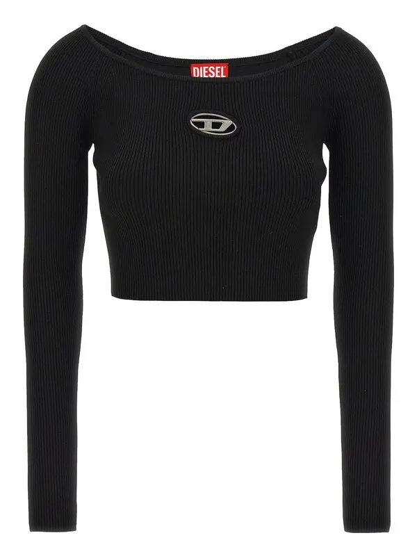 DIESEL® M-vera-ls Ribbed Crop Sweater - Black