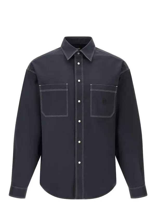 Fendi Ff Selleria' Logo Shirt - Blue
