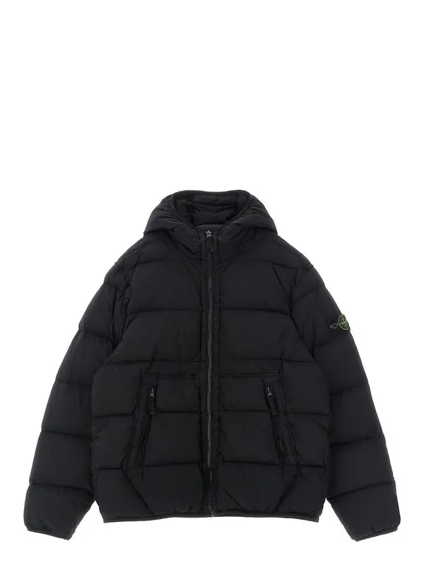 Stone Island Hooded Quilted Parka - Black