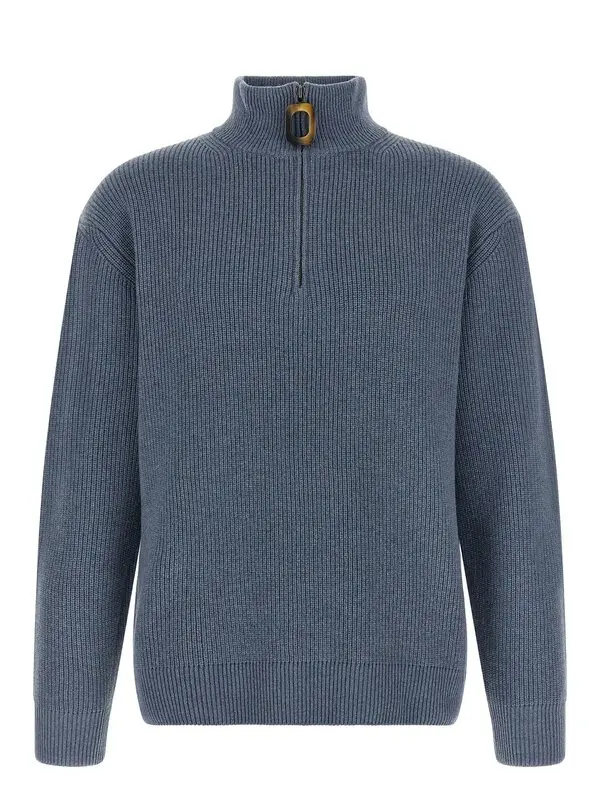J.W.ANDERSON Half-zip Ribbed Knit Pullover - Blue