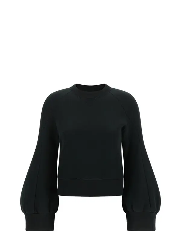 Sacai Cotton Blend Balloon Sleeve Sweatshirt - Black