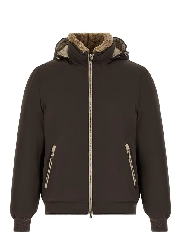 Brunello Cucinelli Detachable Hood Down Jacket - Brown