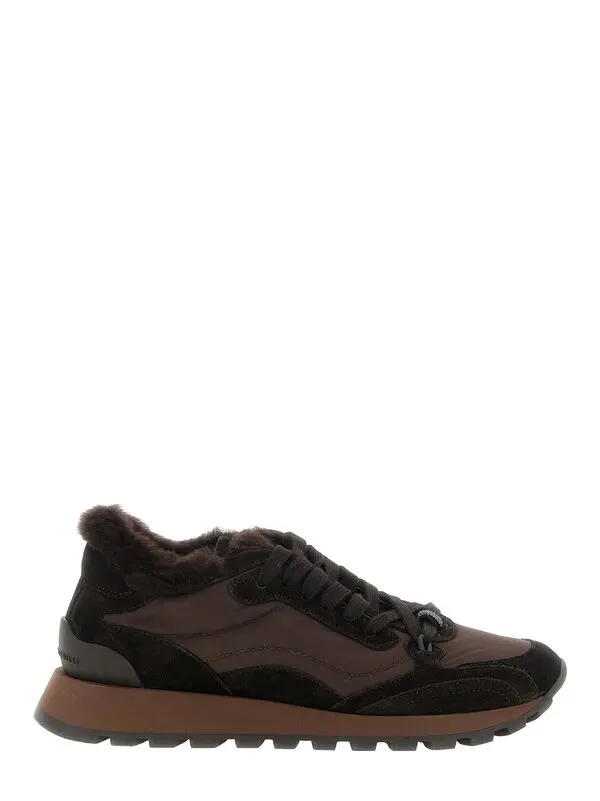 Brunello Cucinelli Active Suede And Techno Fabric Sneakers - Black