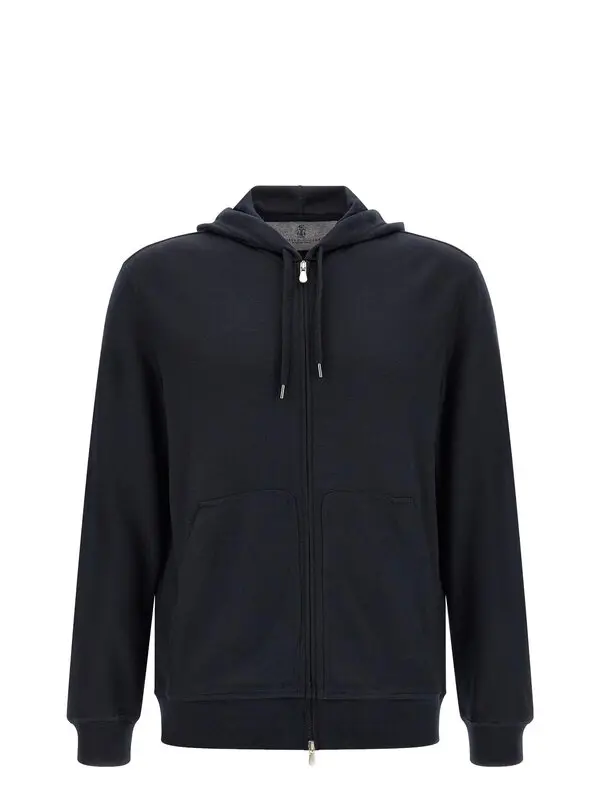 Brunello Cucinelli Cashmere And Silk Hoodie - Blue