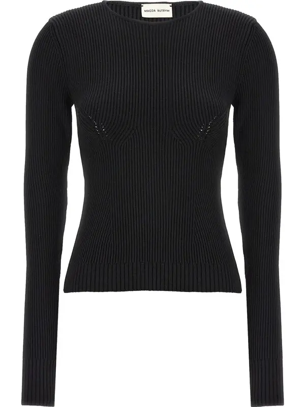 Magda Butrym Ribbed Viscose Blend Sweater - Black