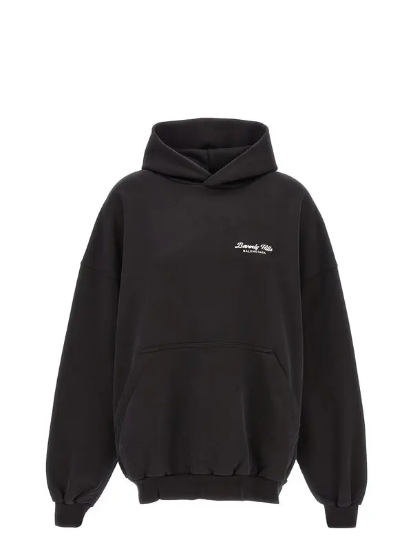 Balenciaga Beverly Hills Cotton Hooded Sweatshirt - White/black
