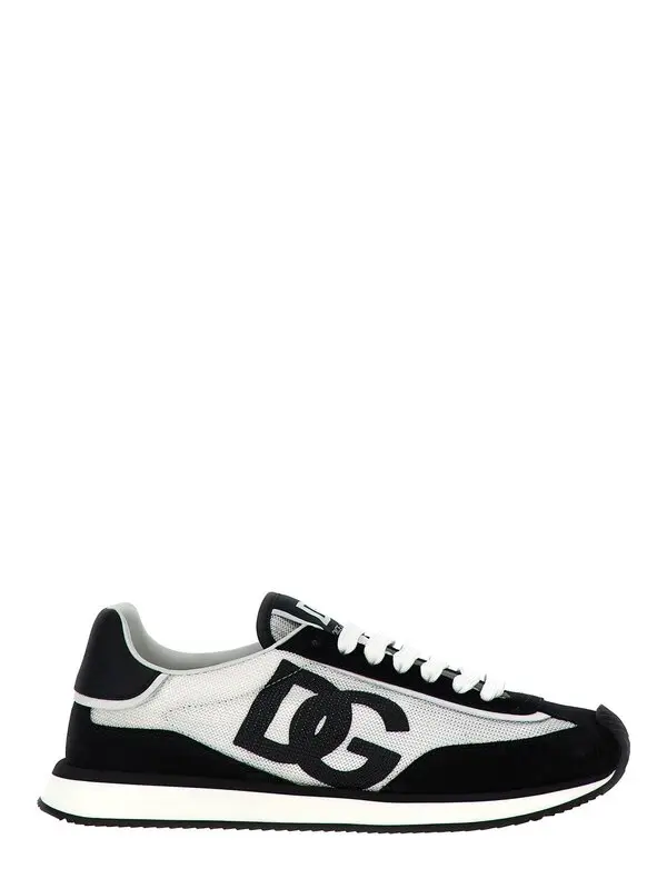 Dolce & Gabbana Dg Cushion Mesh And Suede Sneakers - White/black