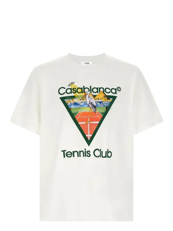 Casablanca Tennis Club' Front Print T-shirt - White