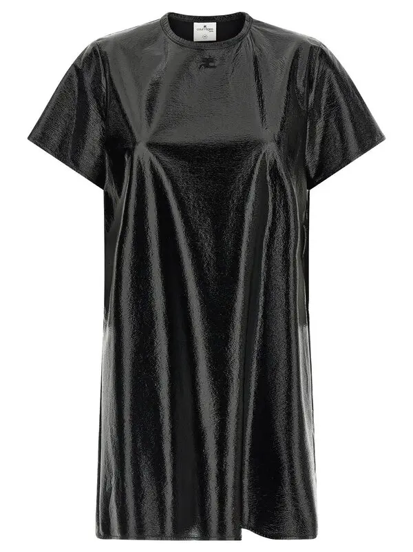 COURREGES Vinyl T-shirt Mini Dress - Black