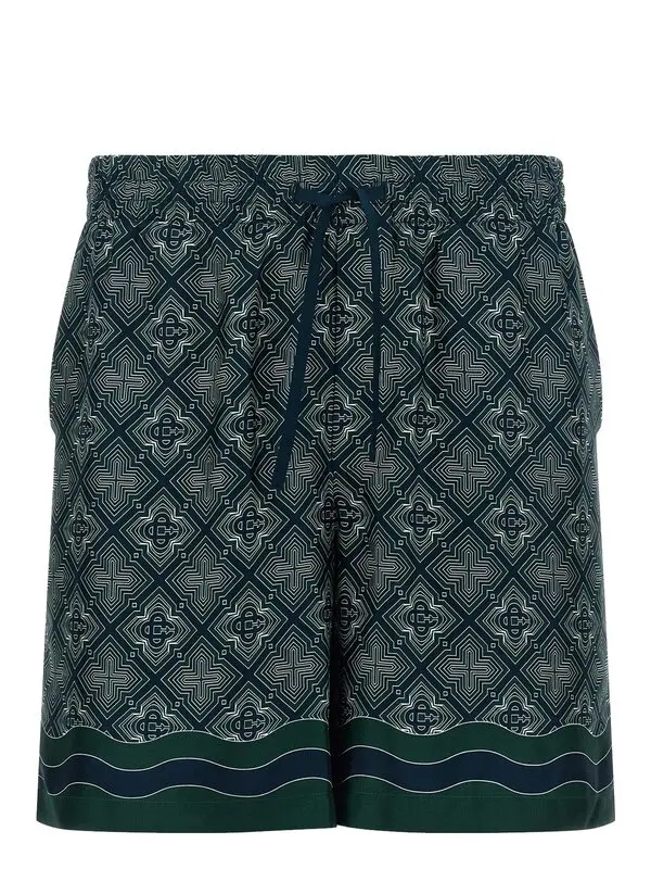 Casablanca Radiating Monogram Silk Bermuda Shorts - Multi