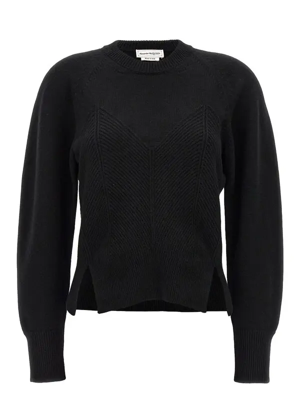 Alexander McQueen Chevron Corset Sweater - Black