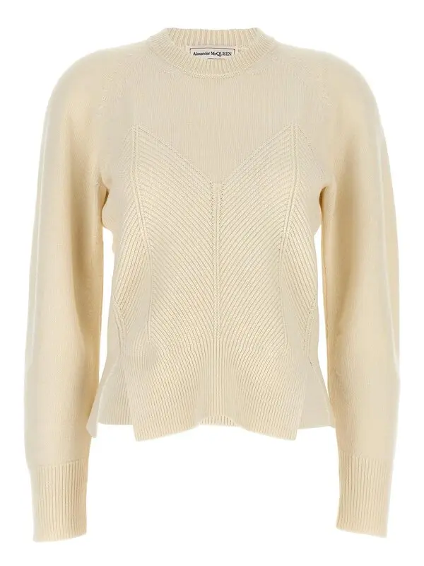Alexander McQueen Chevron Corset Sweater - White