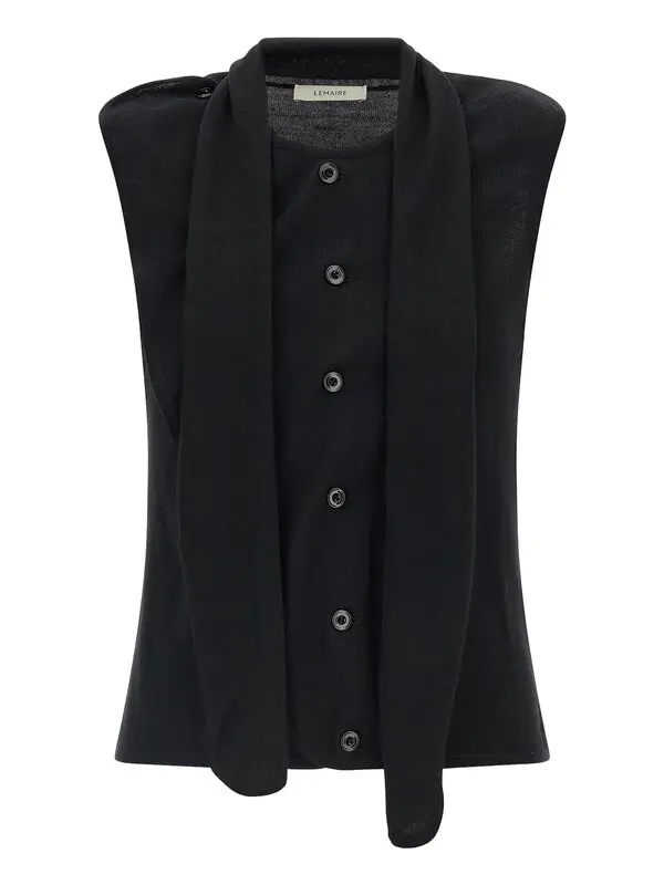 LEMAIRE Draped Panel Vest - Black