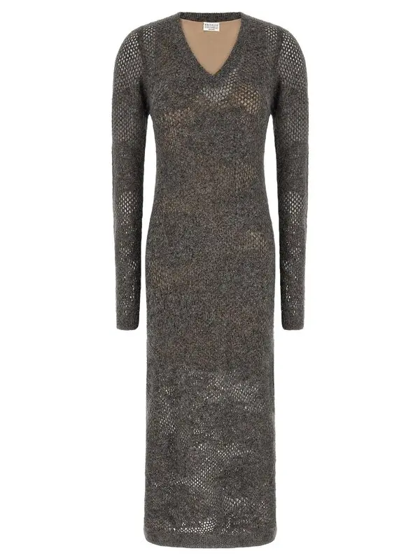 Brunello Cucinelli Flower Lace Dress - Gray