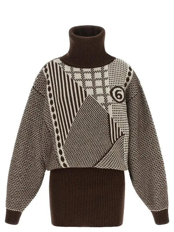 MAISON MARGIELA Numeric Signature Reversible Dress - Brown