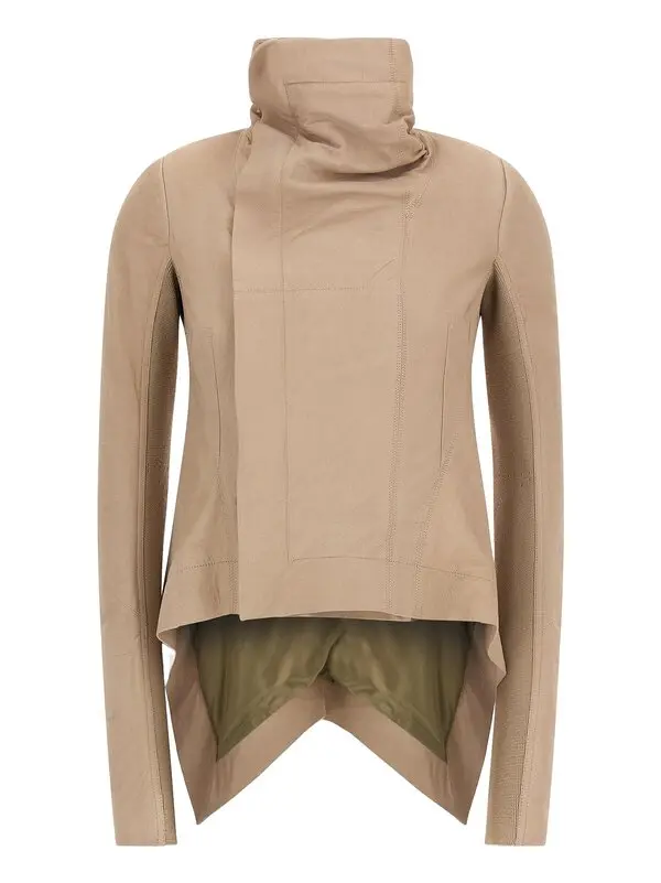 Rick Owens Naska Leather Biker Jacket - Beige