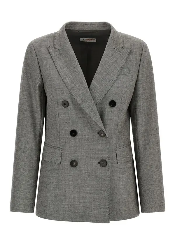 Alberto Biani Double-breasted Wool Blazer - Gray