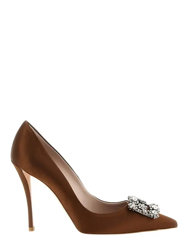 ROGER VIVIER Flower Strass Pumps - Brown