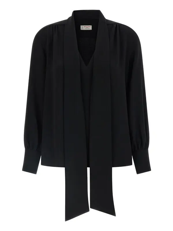 Alberto Biani Lavallière Neck Blouse - Black