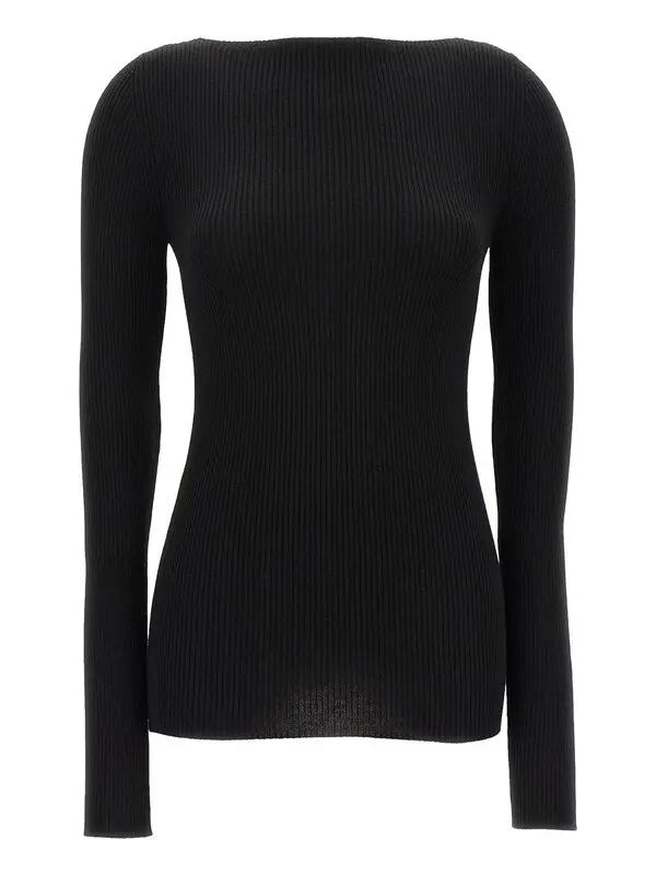Rick Owens Al Top Ribbed Wool Sweater - Black