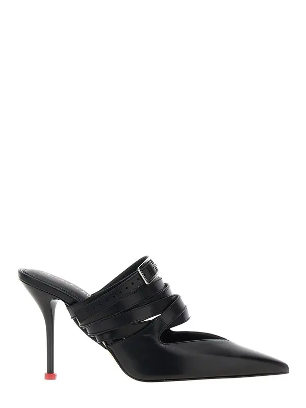 Alexander McQueen Leather Strap Mules - Black