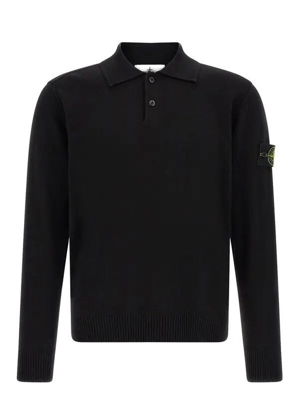 Stone Island Badge Polo Shirt - Black