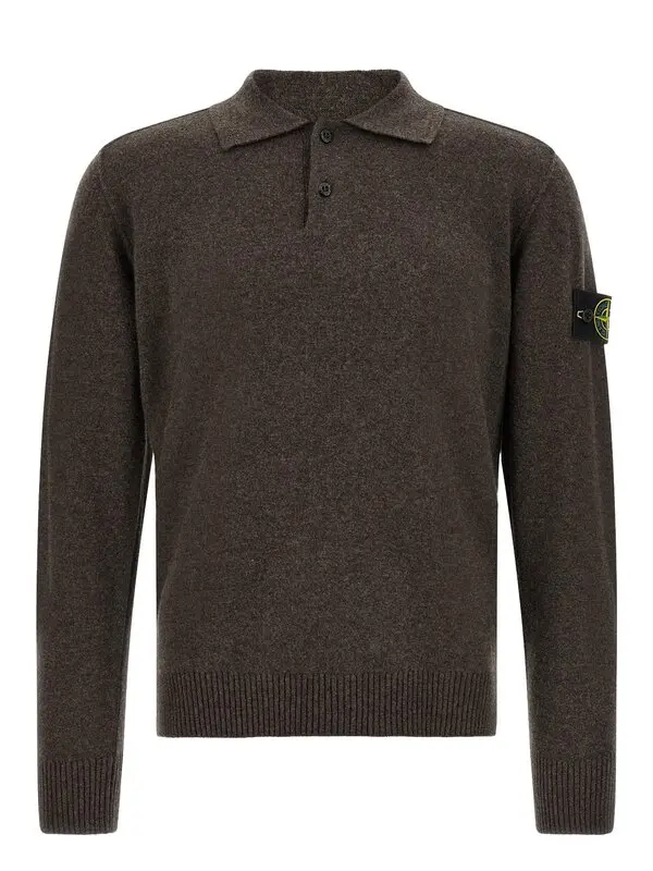 Stone Island Badge Polo Shirt - Brown