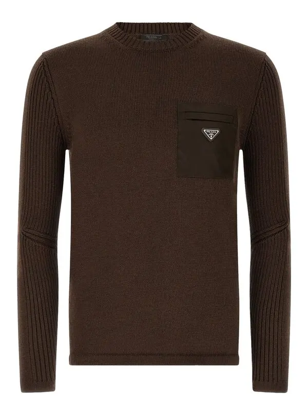 Prada Re-nylon Pocket Sweater - Brown
