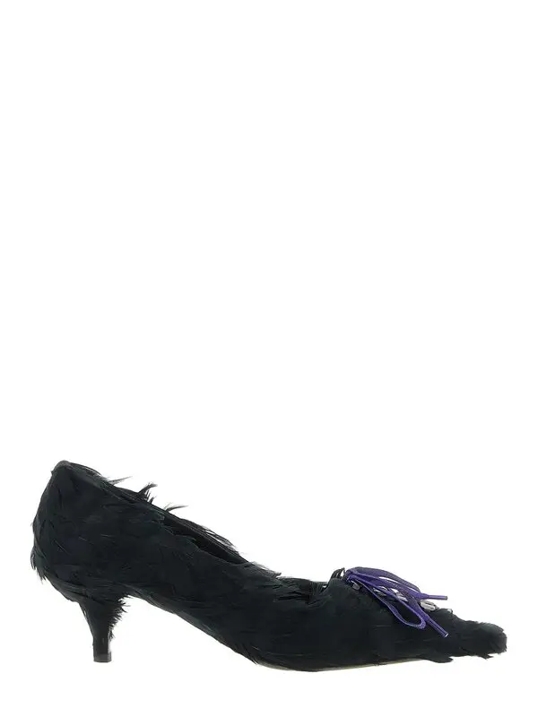 Prada Satin And Feather Pumps - Black