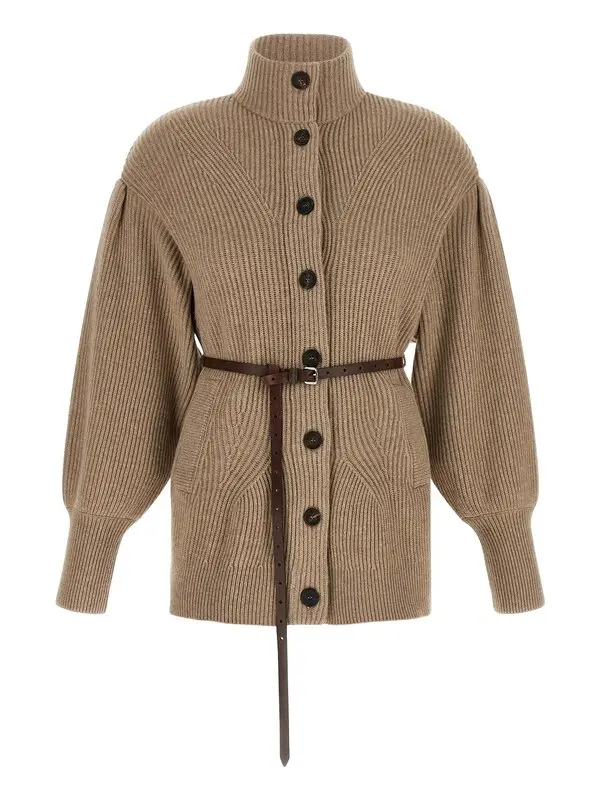 Brunello Cucinelli English Half-ribbed Cardigan - Beige