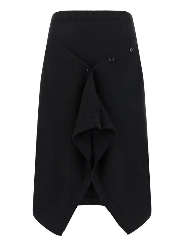 LEMAIRE Button Asymmetrical Skirt - Black
