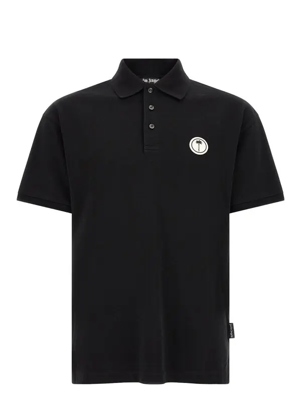Palm Angels Logo Patch Polo Shirt - Black