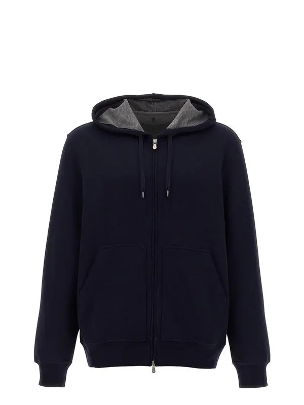 Brunello Cucinelli Cotton Blend Hooded Jacket - Blue