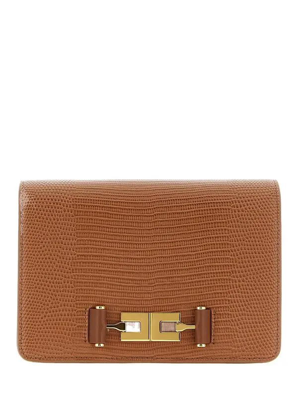 Elisabetta Franchi Lizard Print Crossbody Bag - Brown
