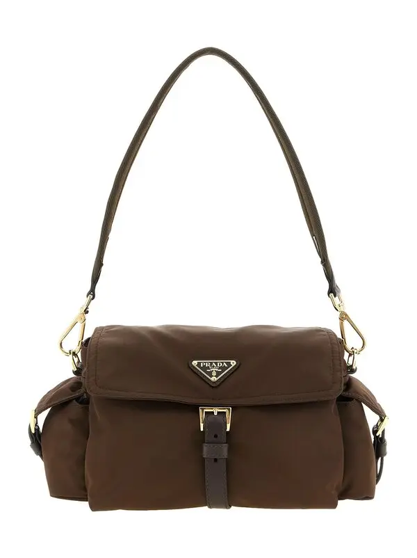 Prada Explore Con Pattina Shoulder Bag - Brown