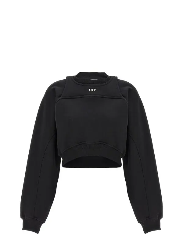 Off-White Logo Embroidered Cropped Sweatshirt - White/black