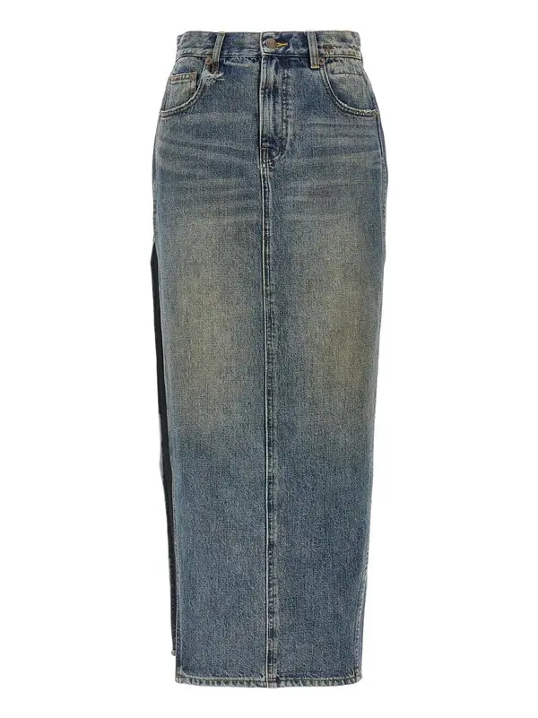 R13 Devon Side Slit Skirt - Blue