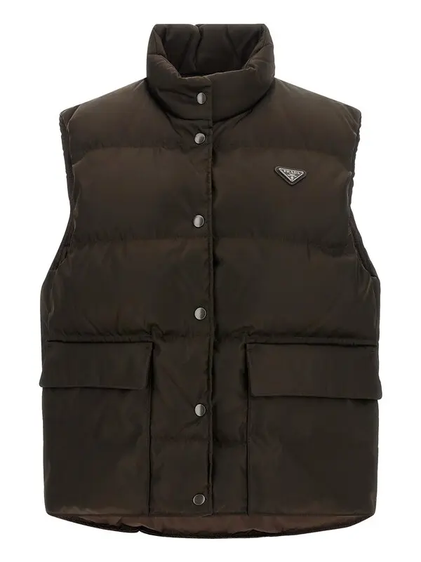 Prada Re-nylon Padded Vest - Brown