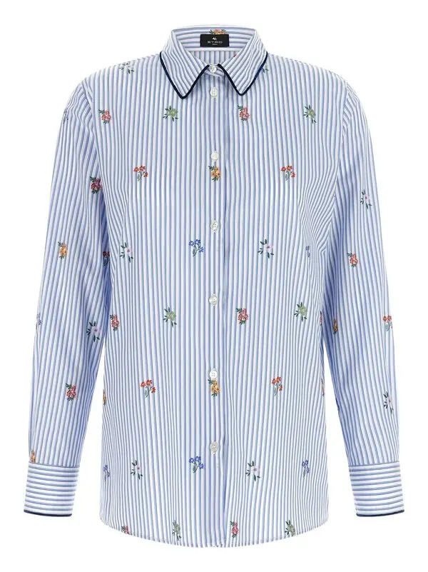 Etro Floral Embroidery Shirt - Light Blue