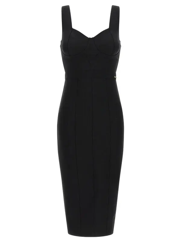 Elisabetta Franchi Scuba Midi Dress - Black