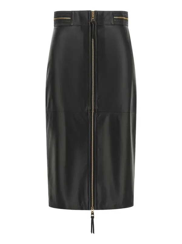 Elisabetta Franchi Leather Skirt - Black